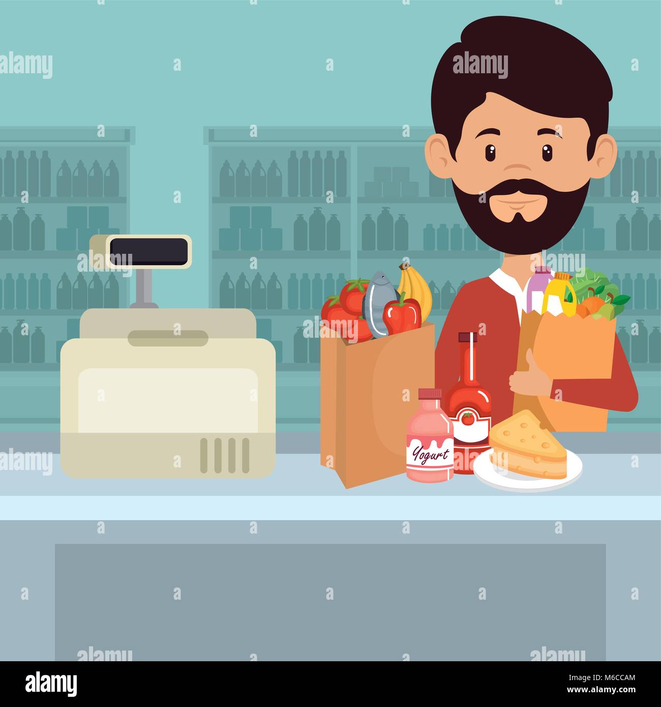 Man shopping in department store Stock Vector Images - Alamy