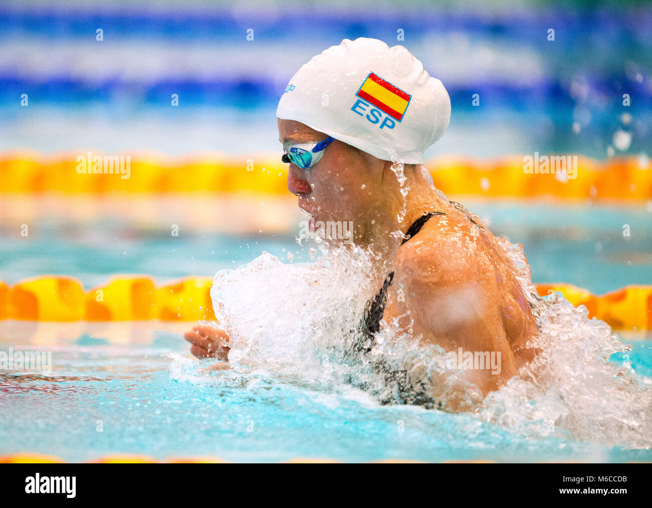 Jessica Vall on her way to winning the Women's 100m Breaststroke final ...