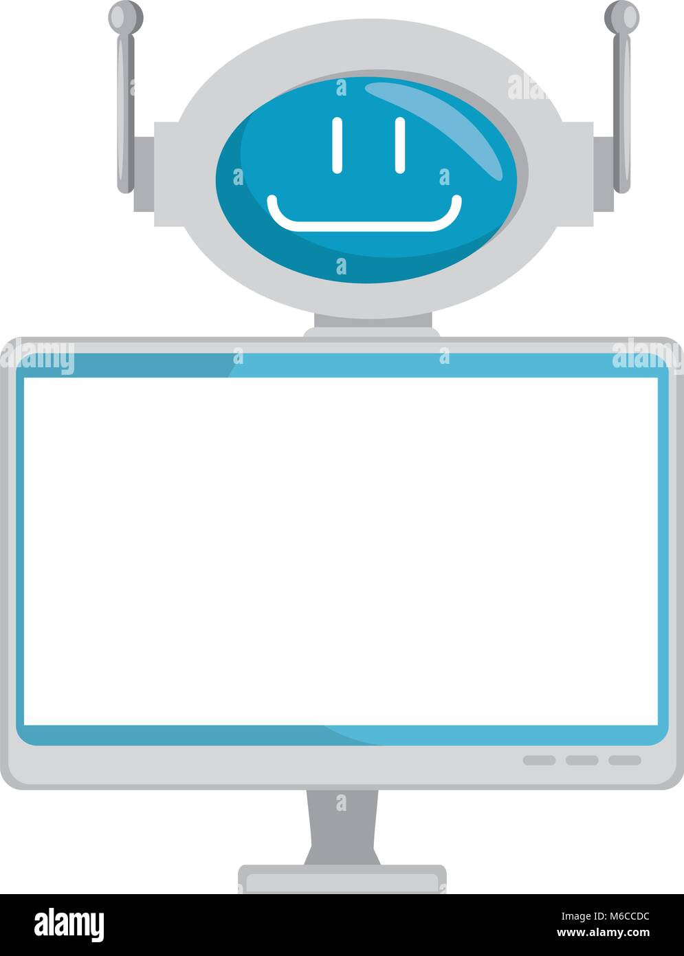 technological robot with monitor character icon Stock Vector Image ...