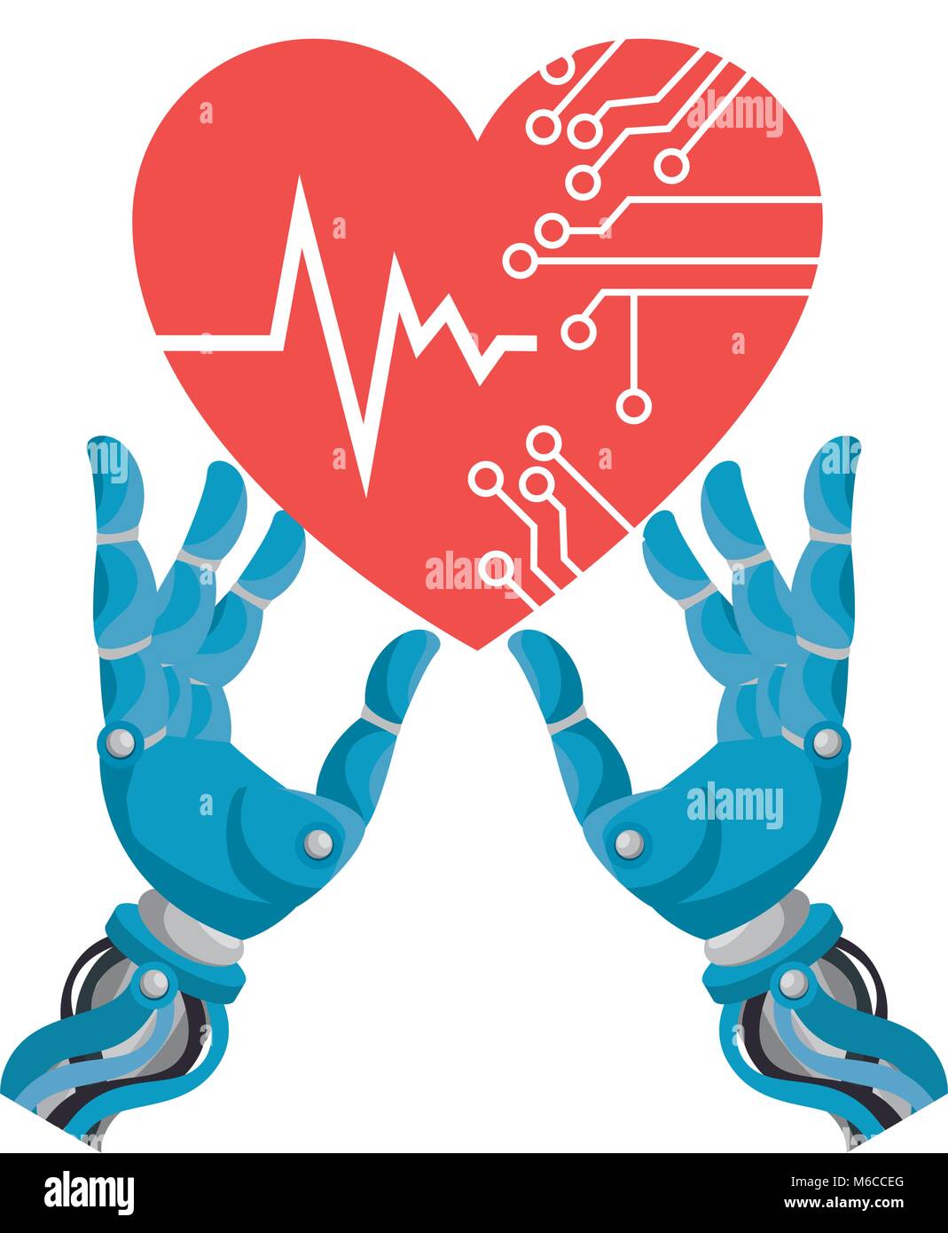 robot hands with heart circuit Stock Vector Image & Art - Alamy