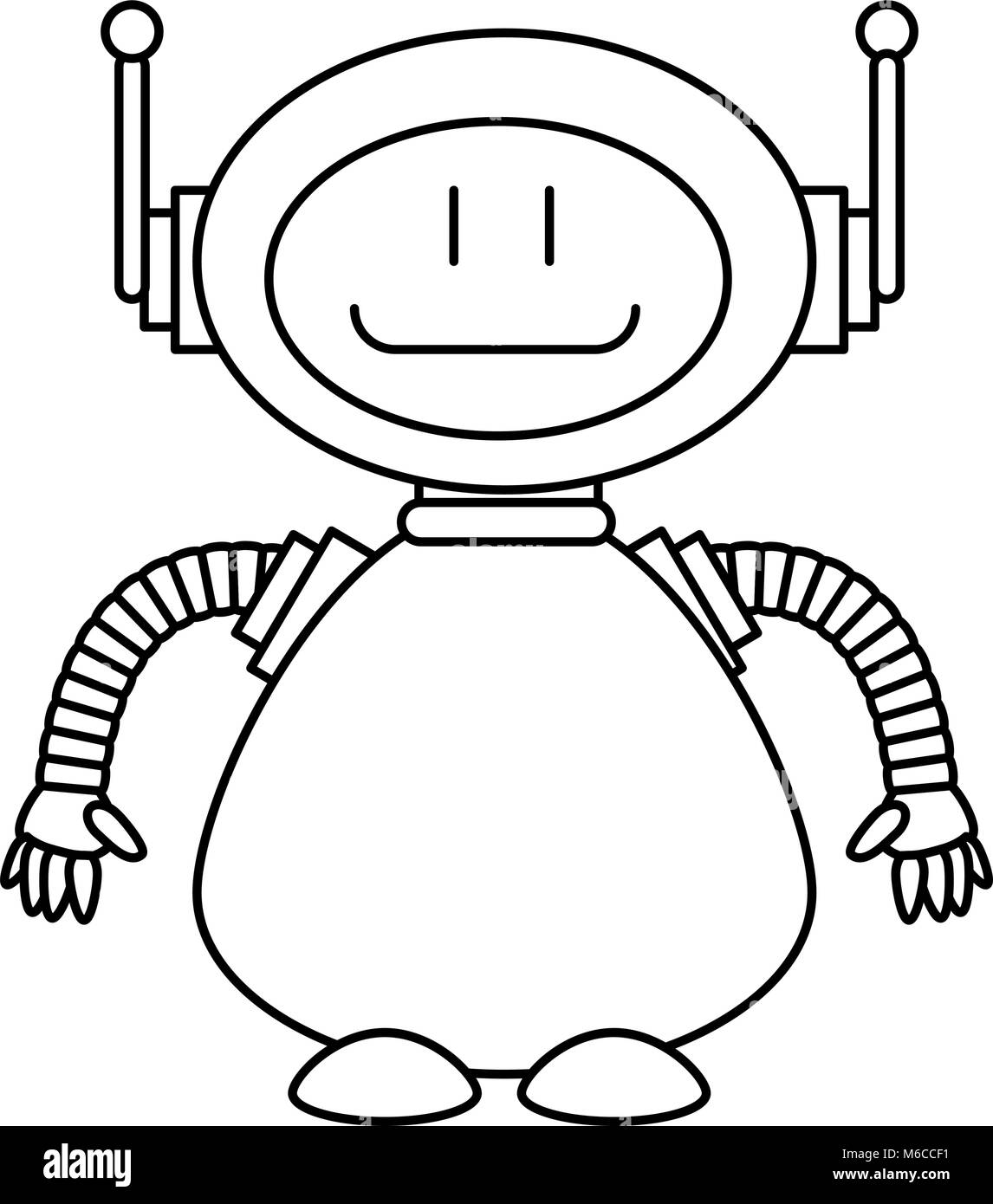 Friendly android robot character Black and White Stock Photos & Images ...