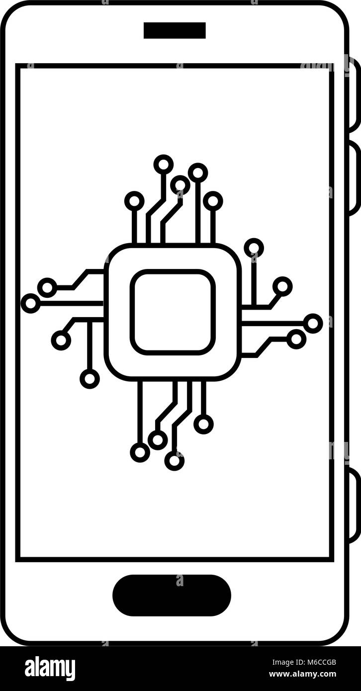 smartphone with processor and circuit Stock Vector Image & Art - Alamy