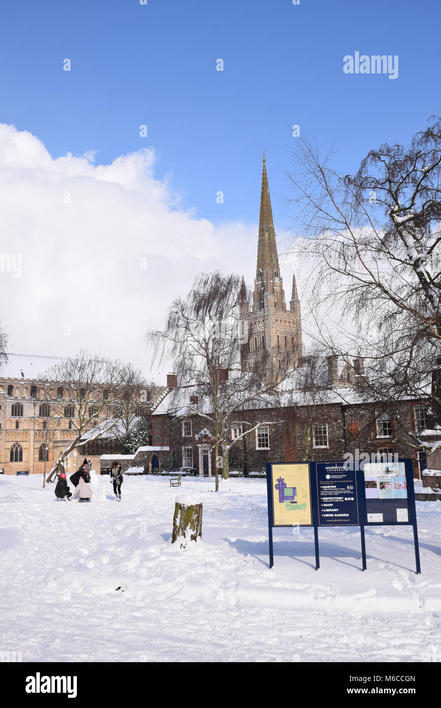 Winter norwich cathedral snow hi-res stock photography and images - Alamy