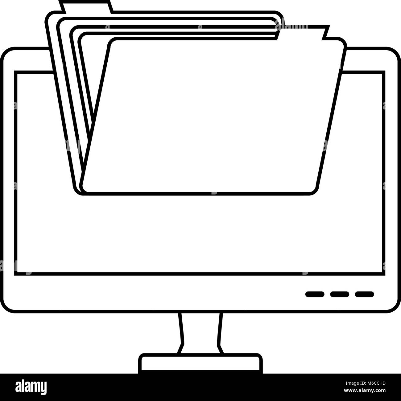 monitor computer with file folder Stock Vector Image & Art - Alamy