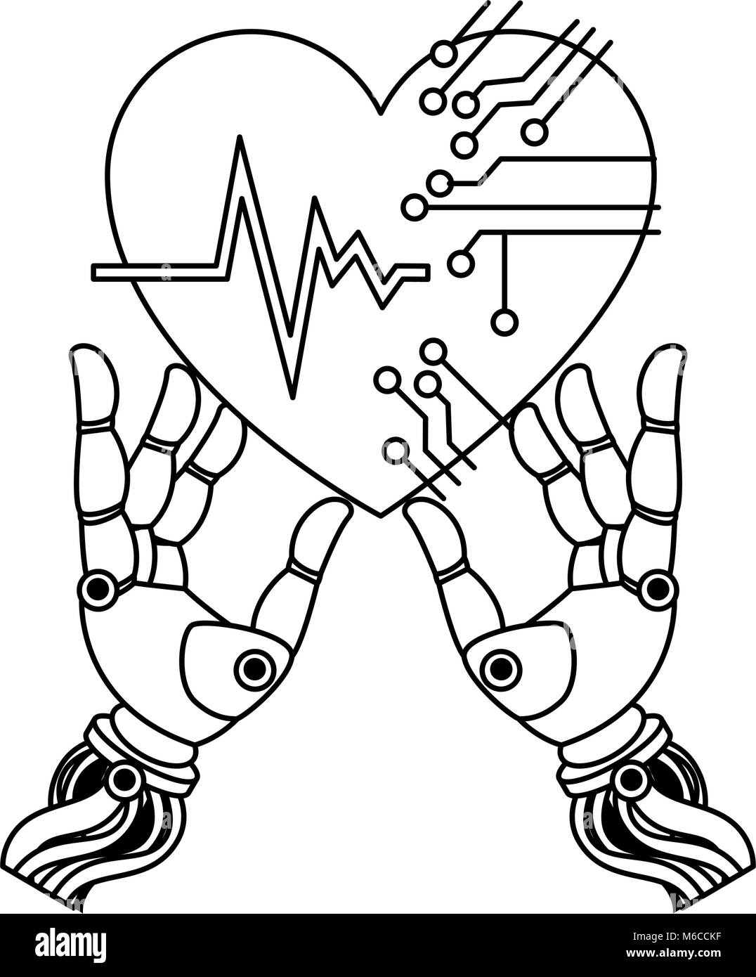 robot hands with heart circuit Stock Vector Image & Art - Alamy