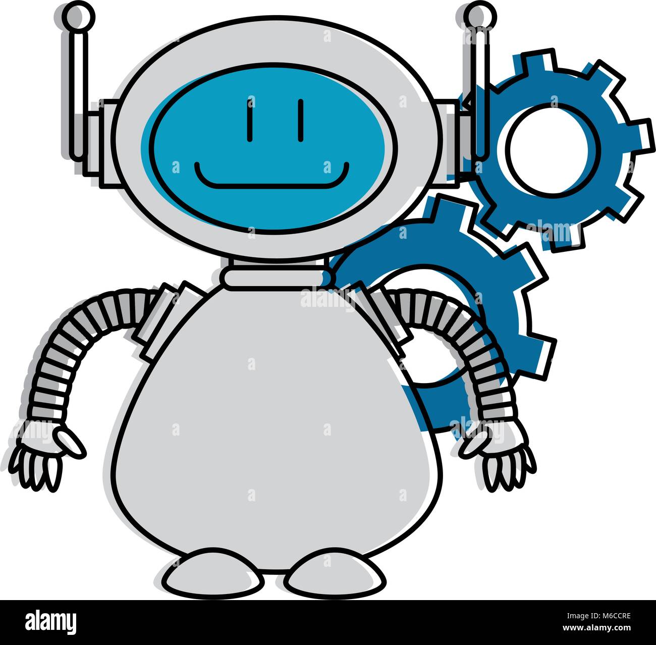 technological robot with gears character icon Stock Vector Image & Art ...