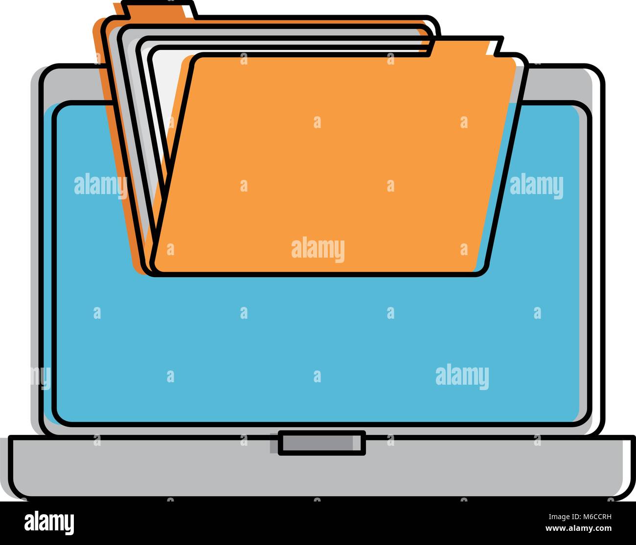 laptop computer with folder Stock Vector Image & Art - Alamy