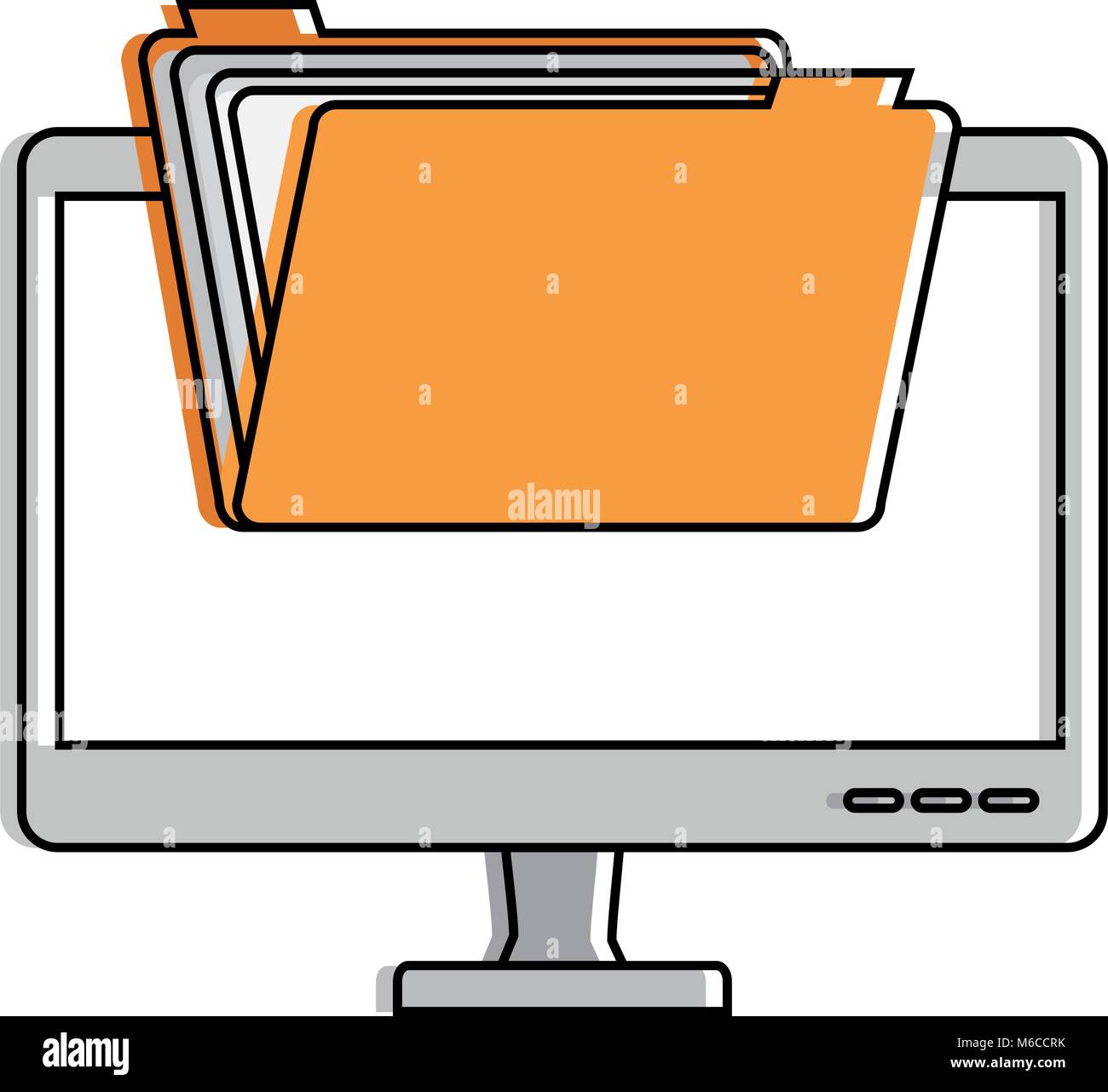 monitor computer with file folder Stock Vector Image & Art - Alamy