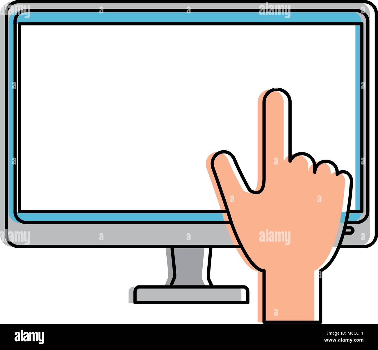 computer display with hand touching Stock Vector Image & Art - Alamy