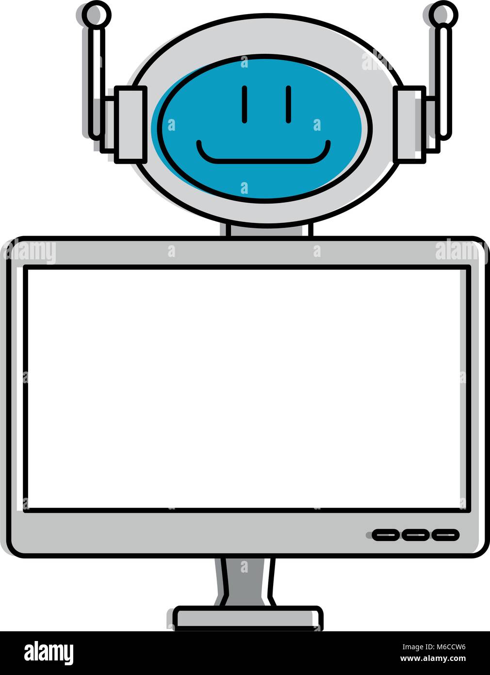 technological robot with monitor character icon Stock Vector Image ...
