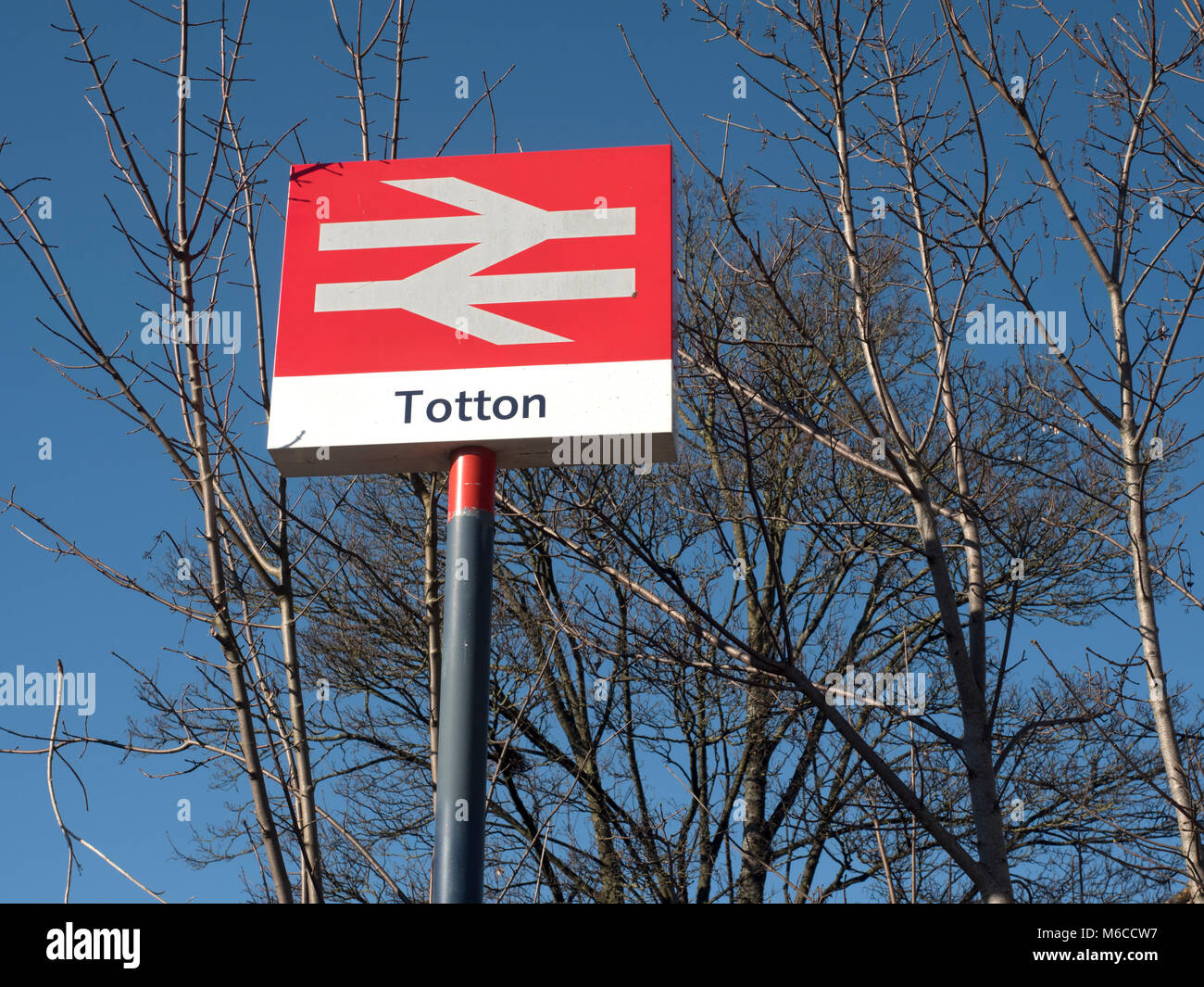 Railway station sign, Totton, New Forest, Hampshire, England, UK Stock ...