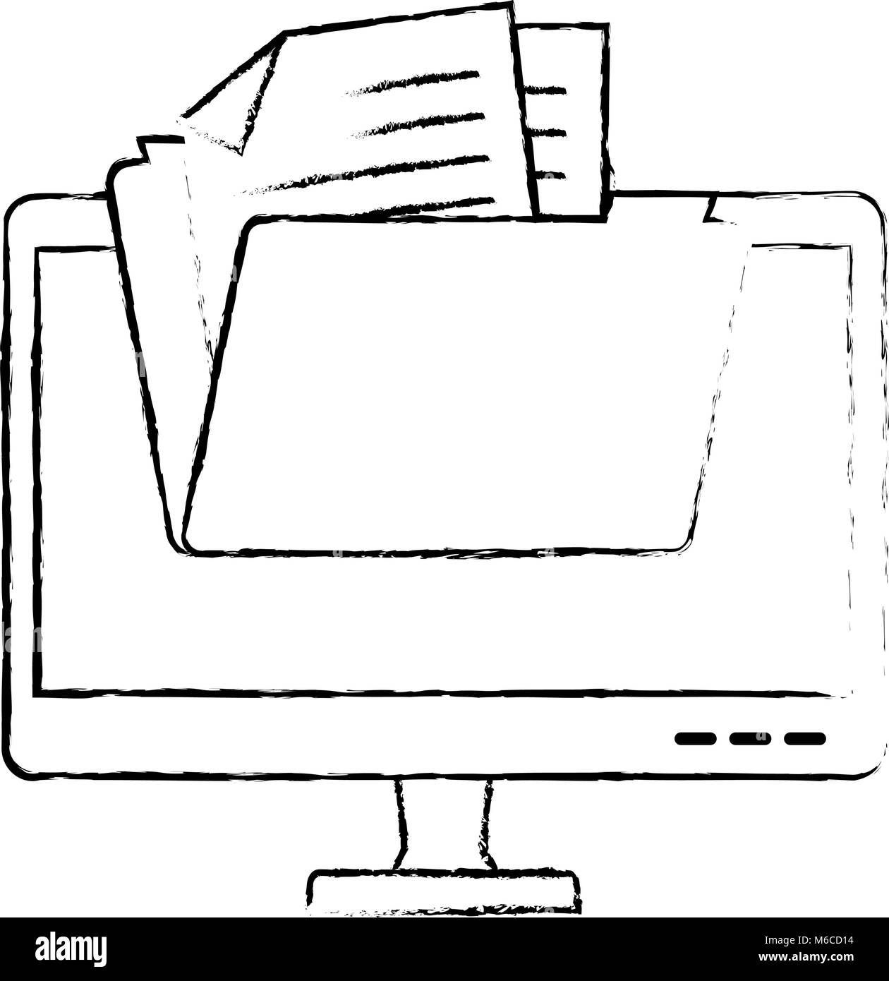 monitor computer with file folder Stock Vector Image & Art - Alamy