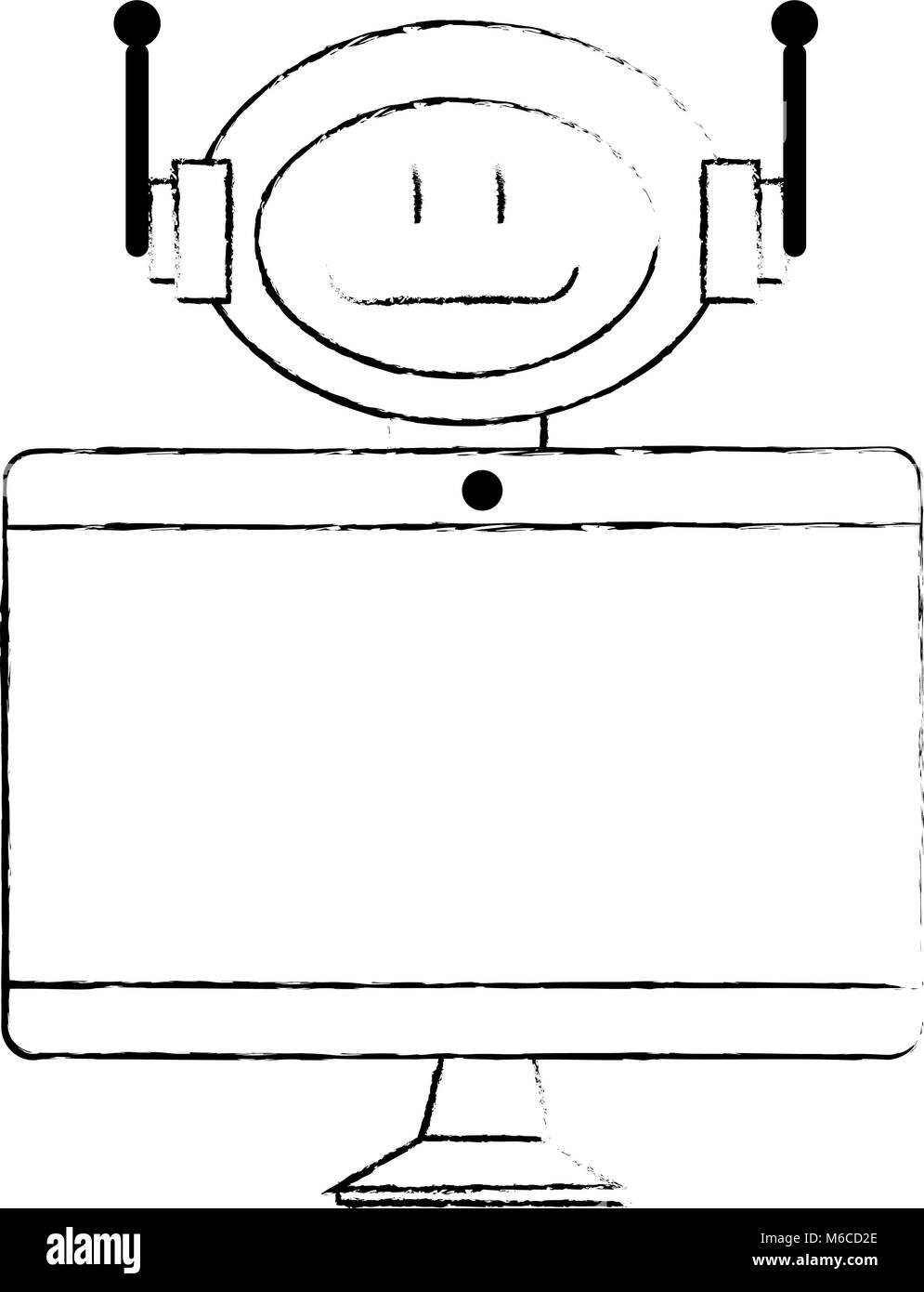 technological robot with monitor character icon Stock Vector Image ...