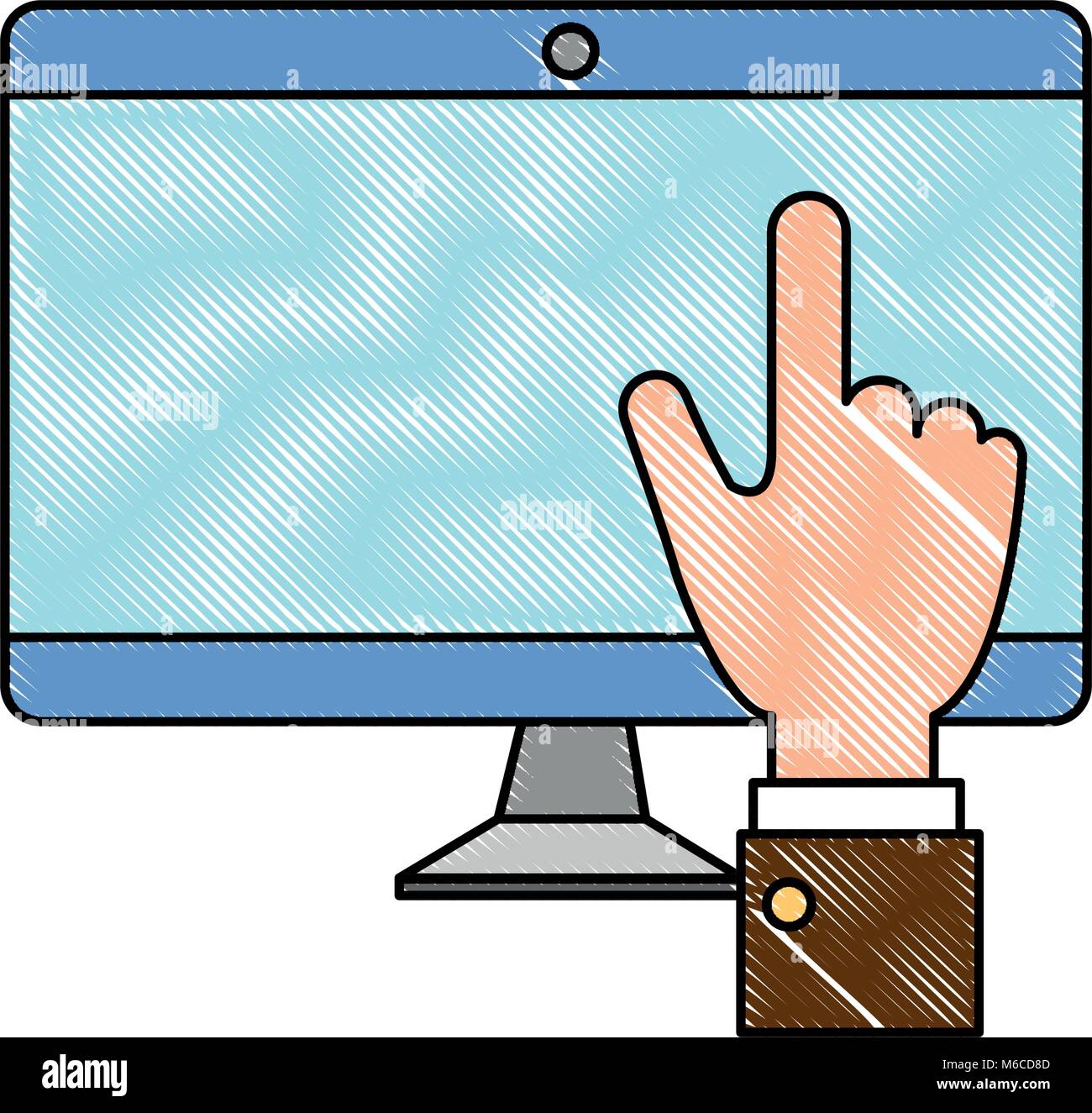 computer display with hand touching Stock Vector Image & Art - Alamy