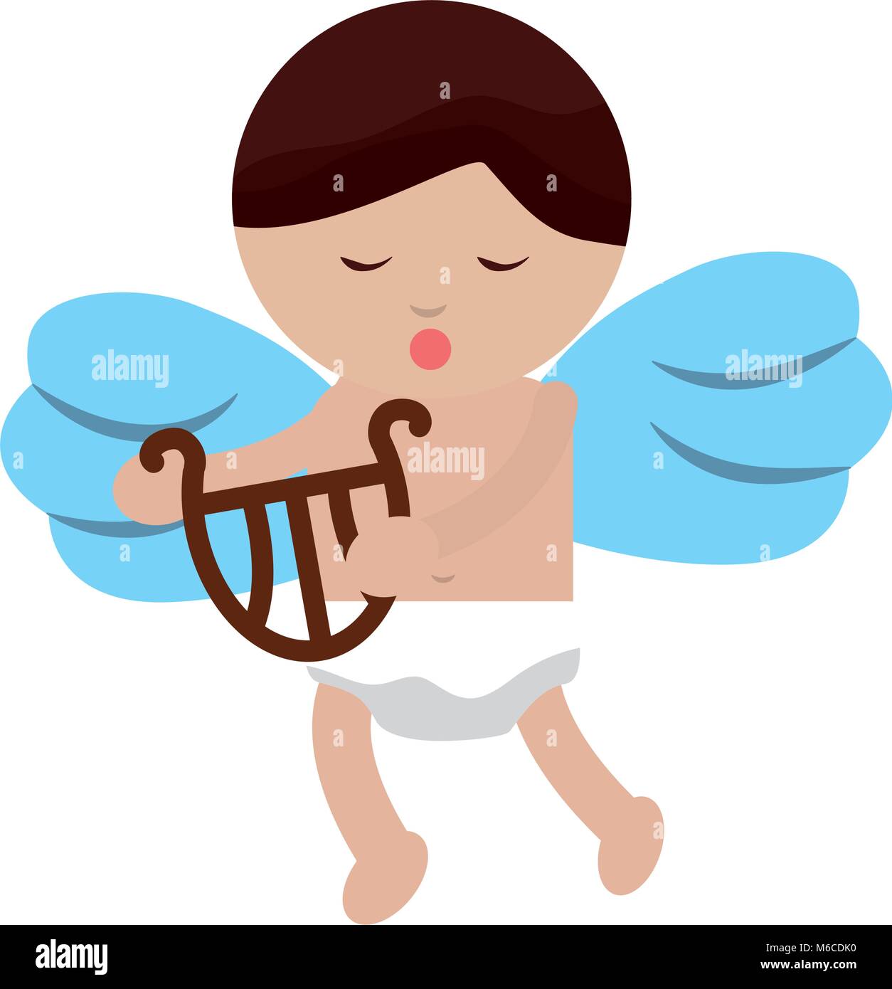 baby angel playing harp lyre icon image vector illustration design ...