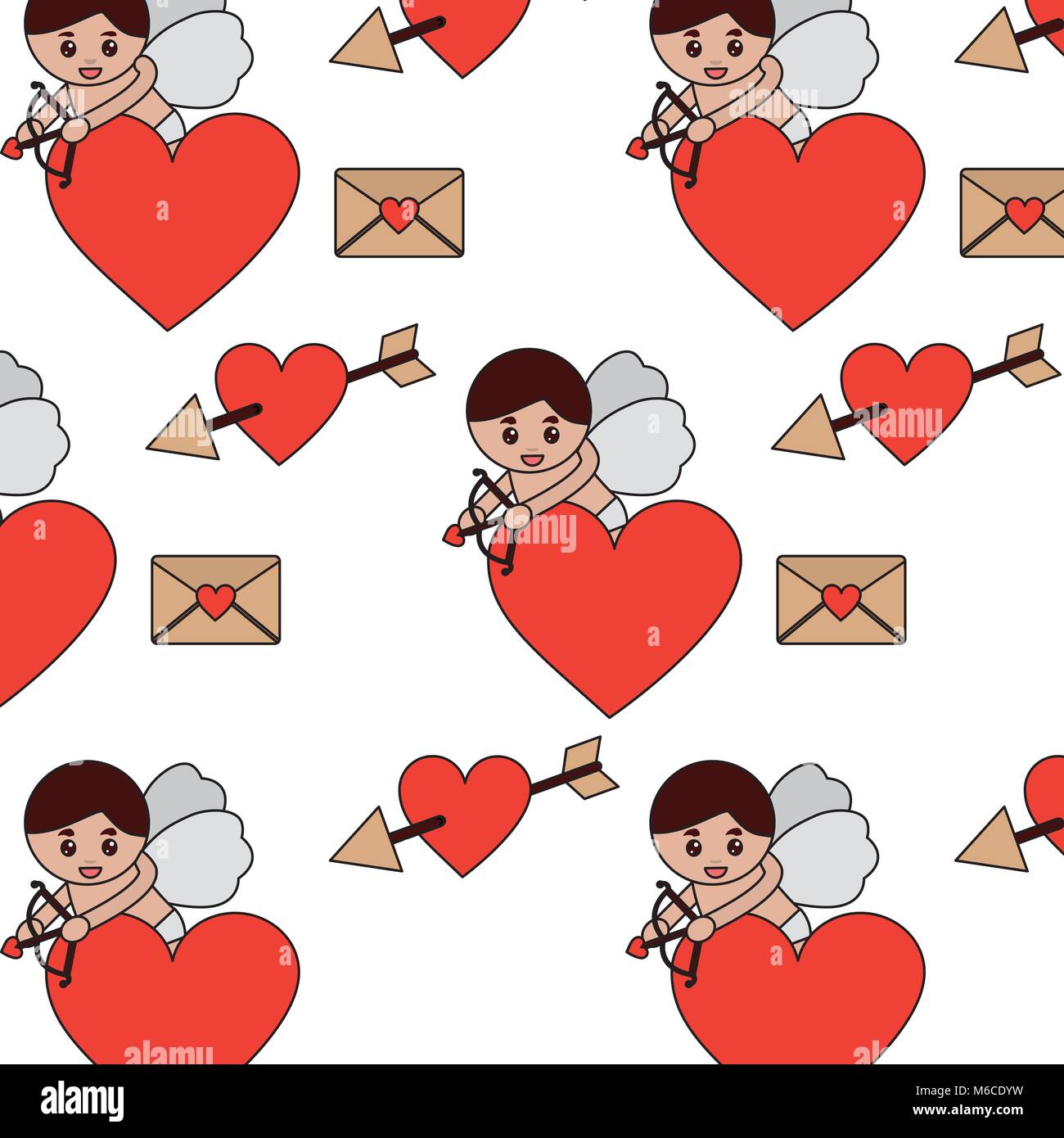 cupid heart love letter valentines day pattern image Stock Vector Image ...