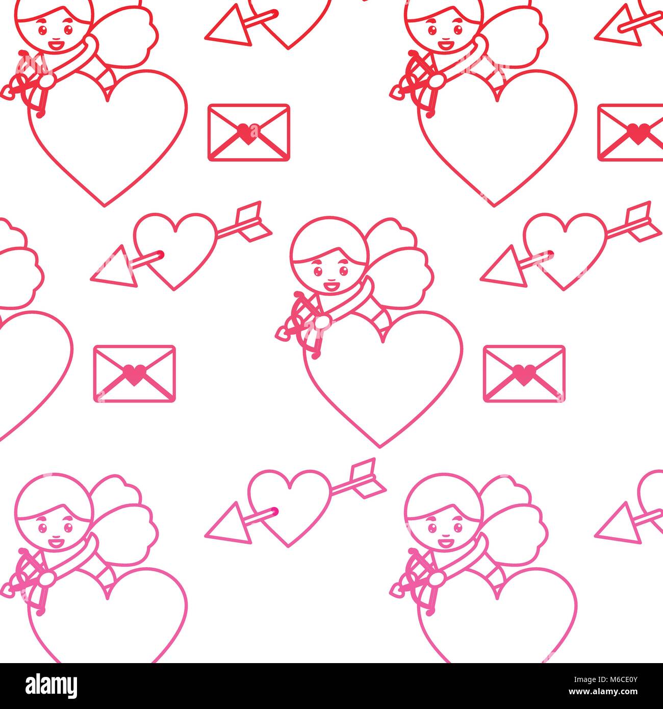 cupid heart love letter valentines day pattern image Stock Vector Image ...