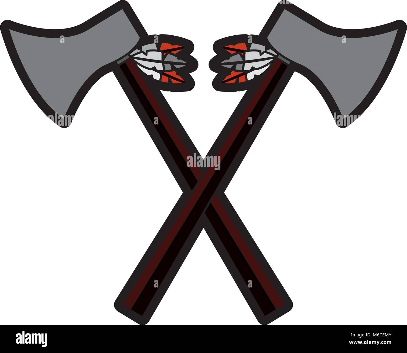 hatchets crossed weapon ancient traditional icon image Stock Vector ...