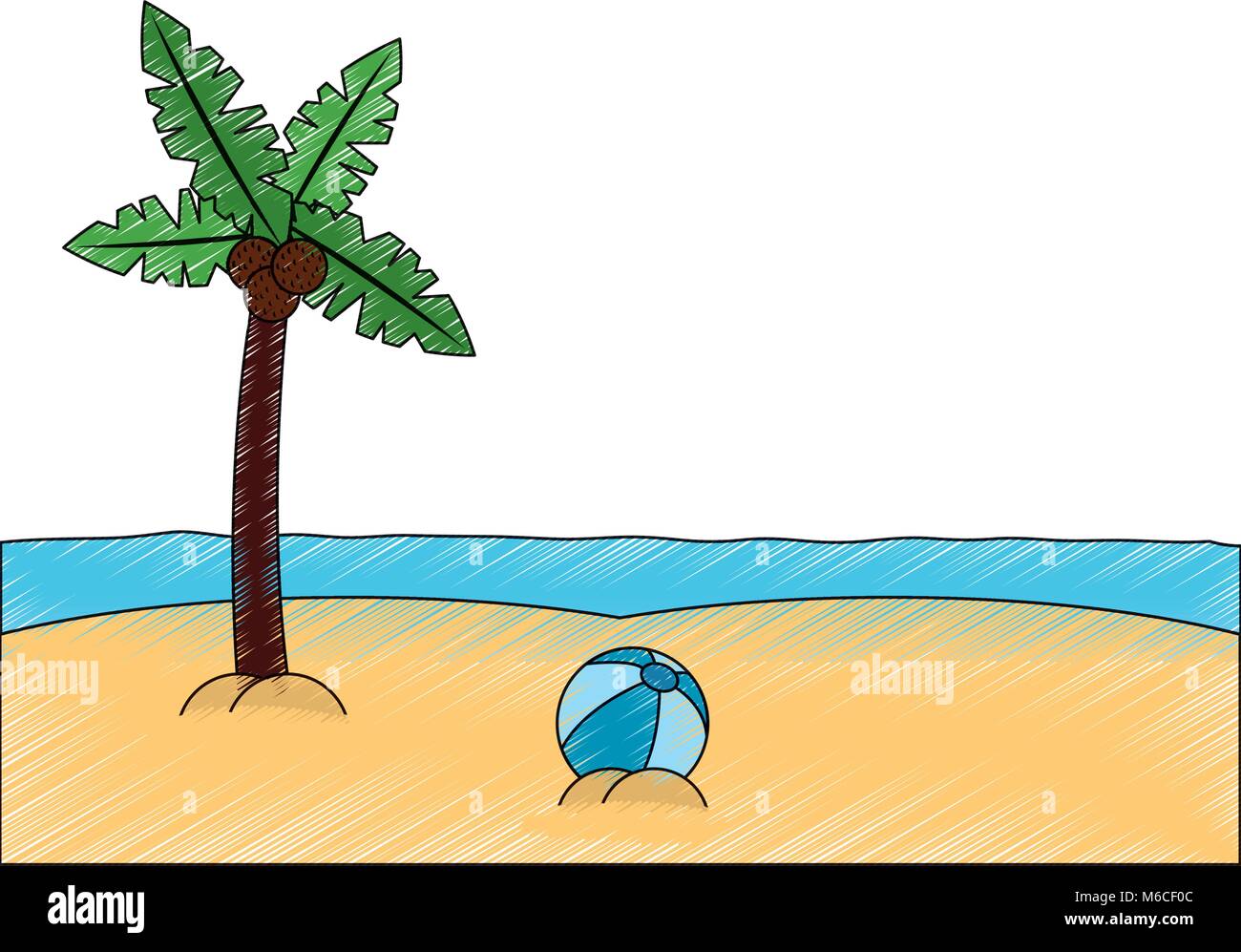 palm tree ball sea sand beach landscape icon image Stock Vector Image ...