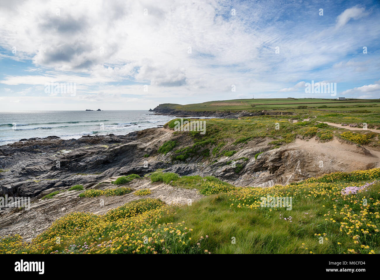 Summer on the Cornwall coast at Booby's Bay near Padstow Stock Photo ...