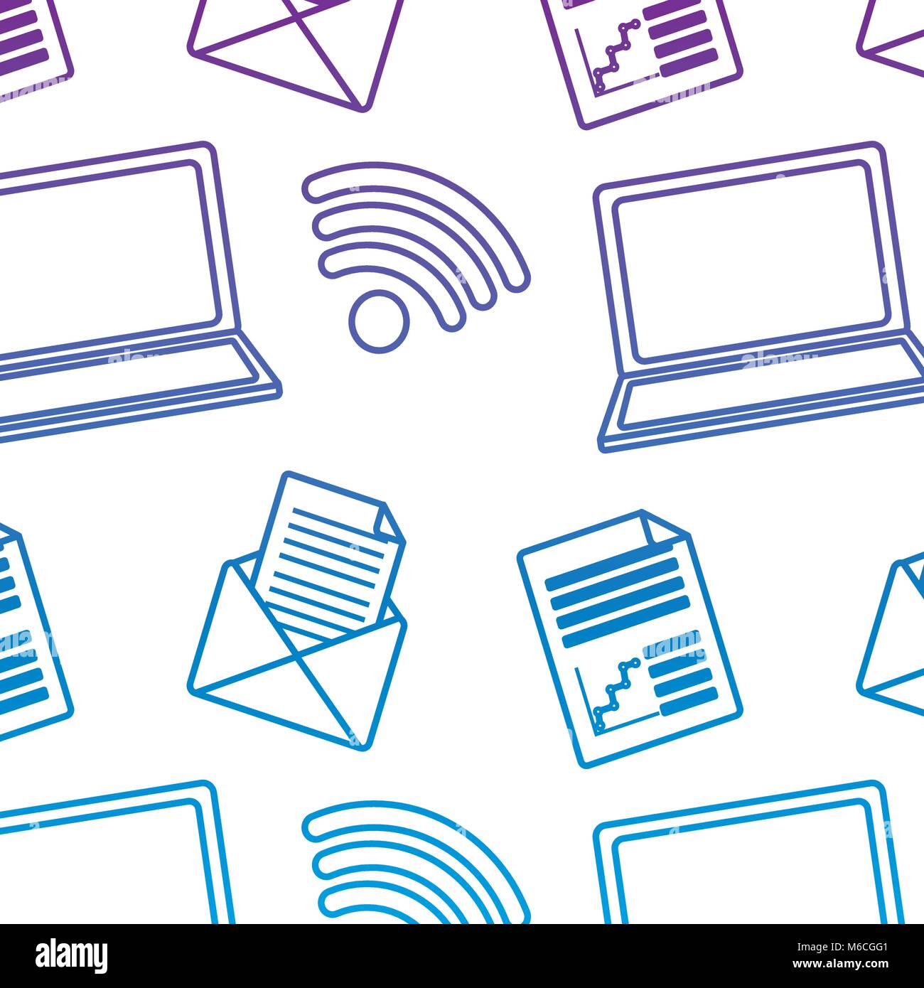 seamless pattern internet laptop wifi email and document Stock Vector ...
