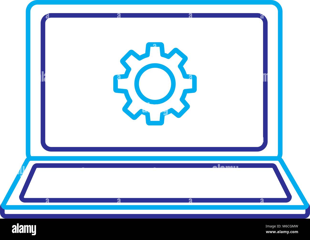 Open laptop on blue Stock Vector Images - Alamy