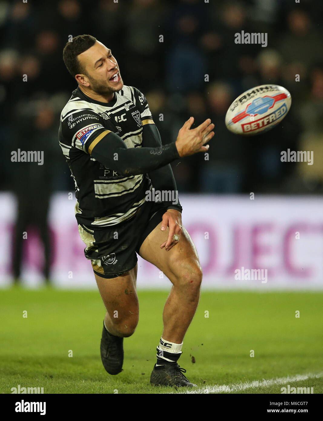 Hull FC Carlos Tuimavave celebrates scoring his sides second try of the ...