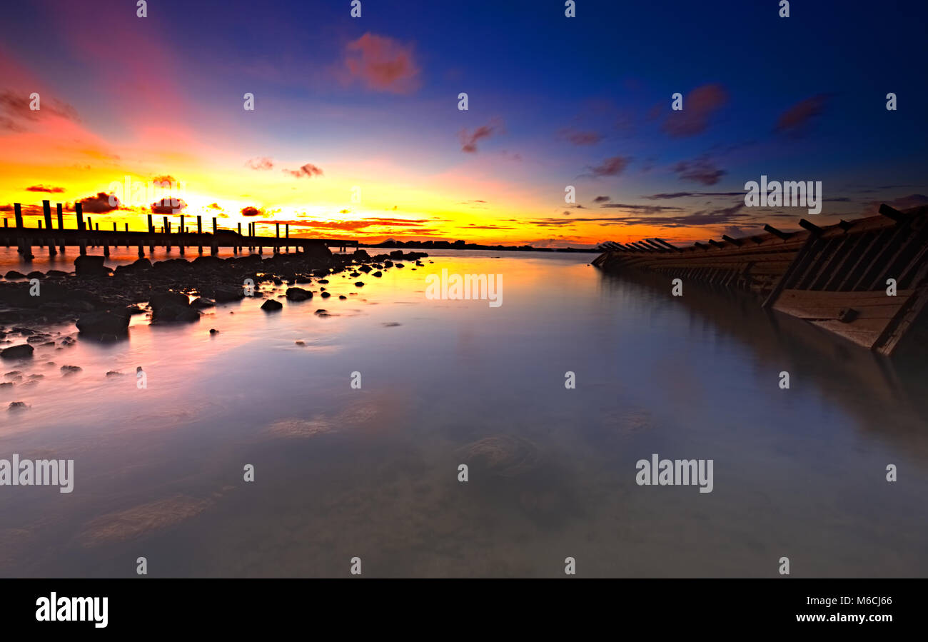 nightfall in Anyer Beach Stock Photo - Alamy