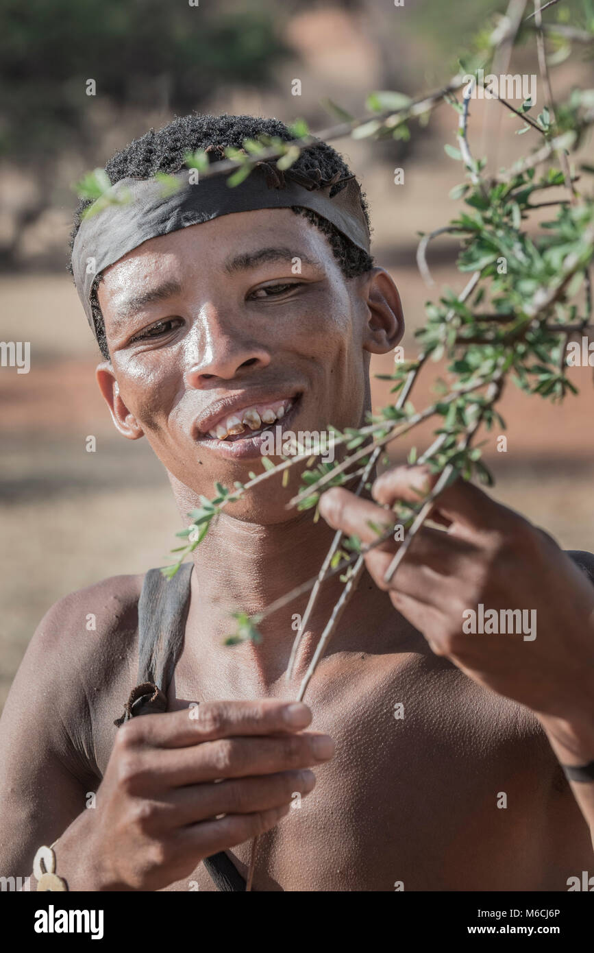 Kung Bushman, Portrait, Hardap Region, Namibia Stock Photo - Alamy