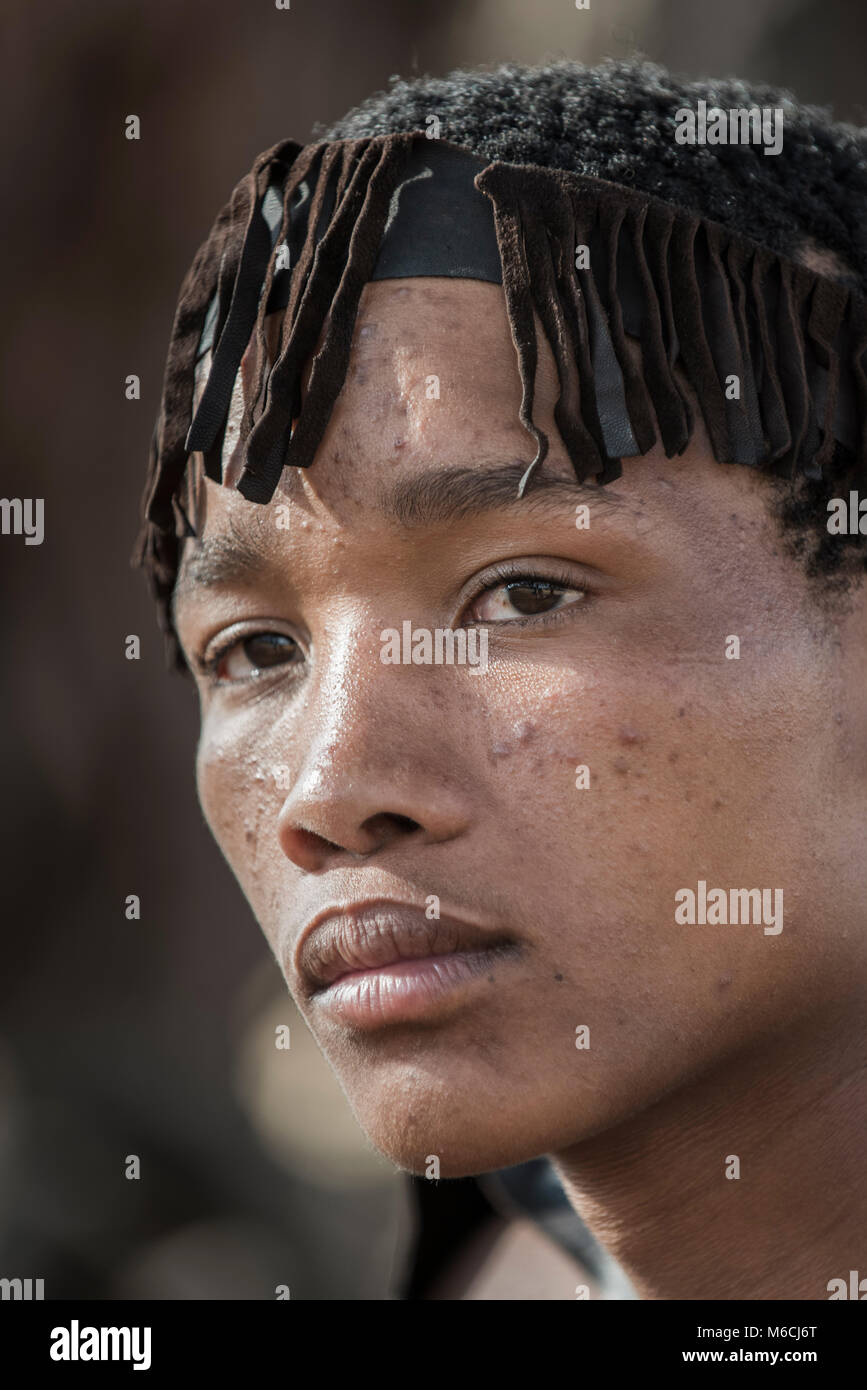 Kung Bushman, Portrait, Hardap Region, Namibia Stock Photo - Alamy