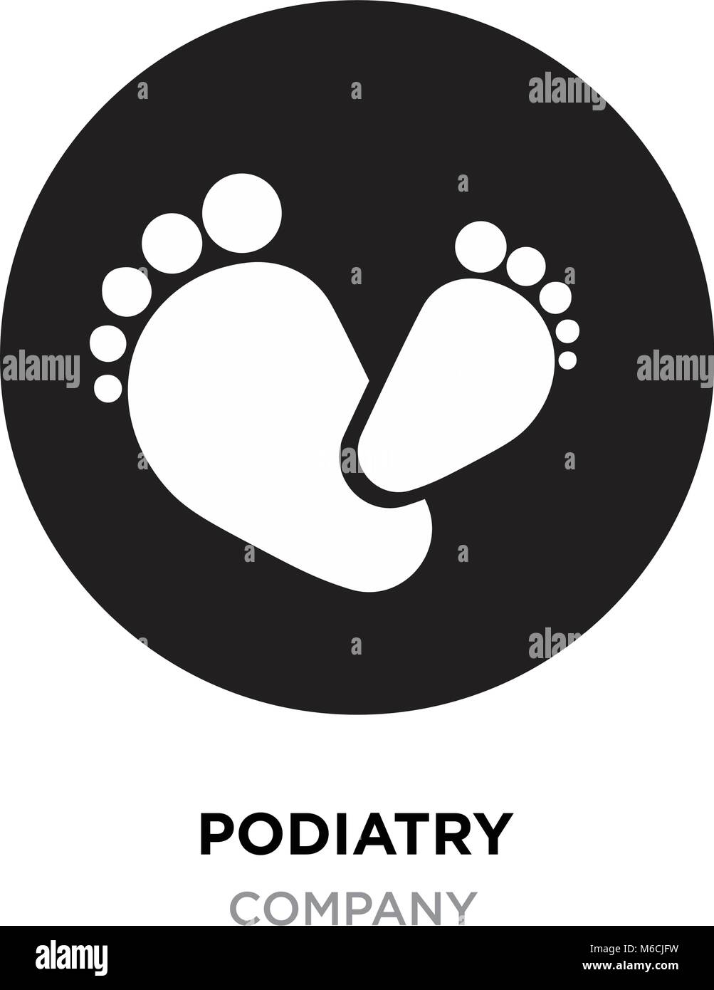 podiatry logo, foot or Footsteps vector illustration isolated on black ...