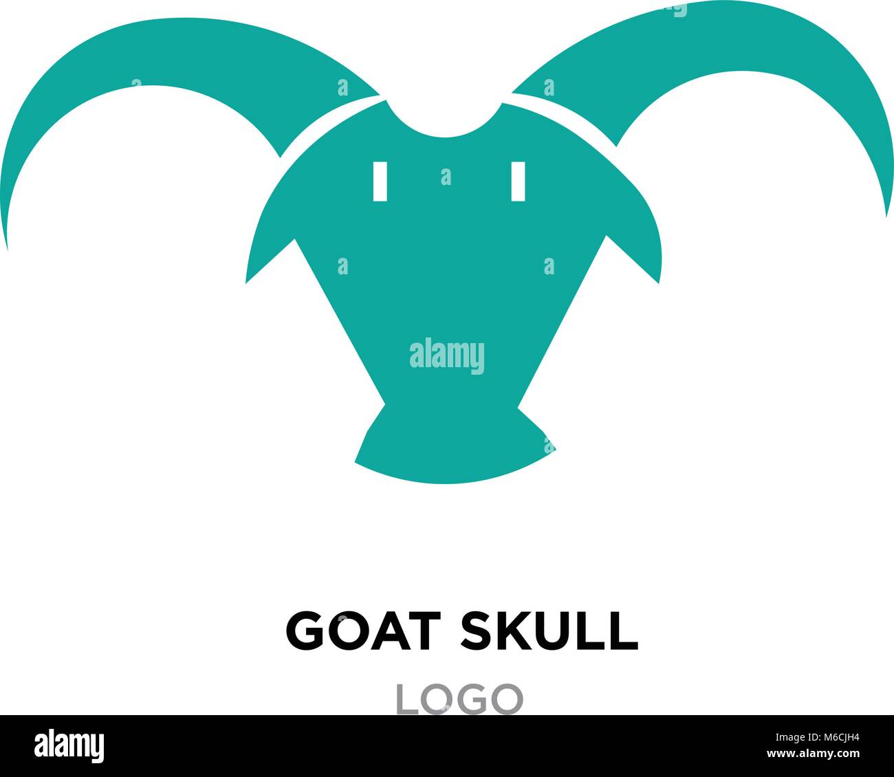 goat skull logo, green animal head icon isolated on white background ...