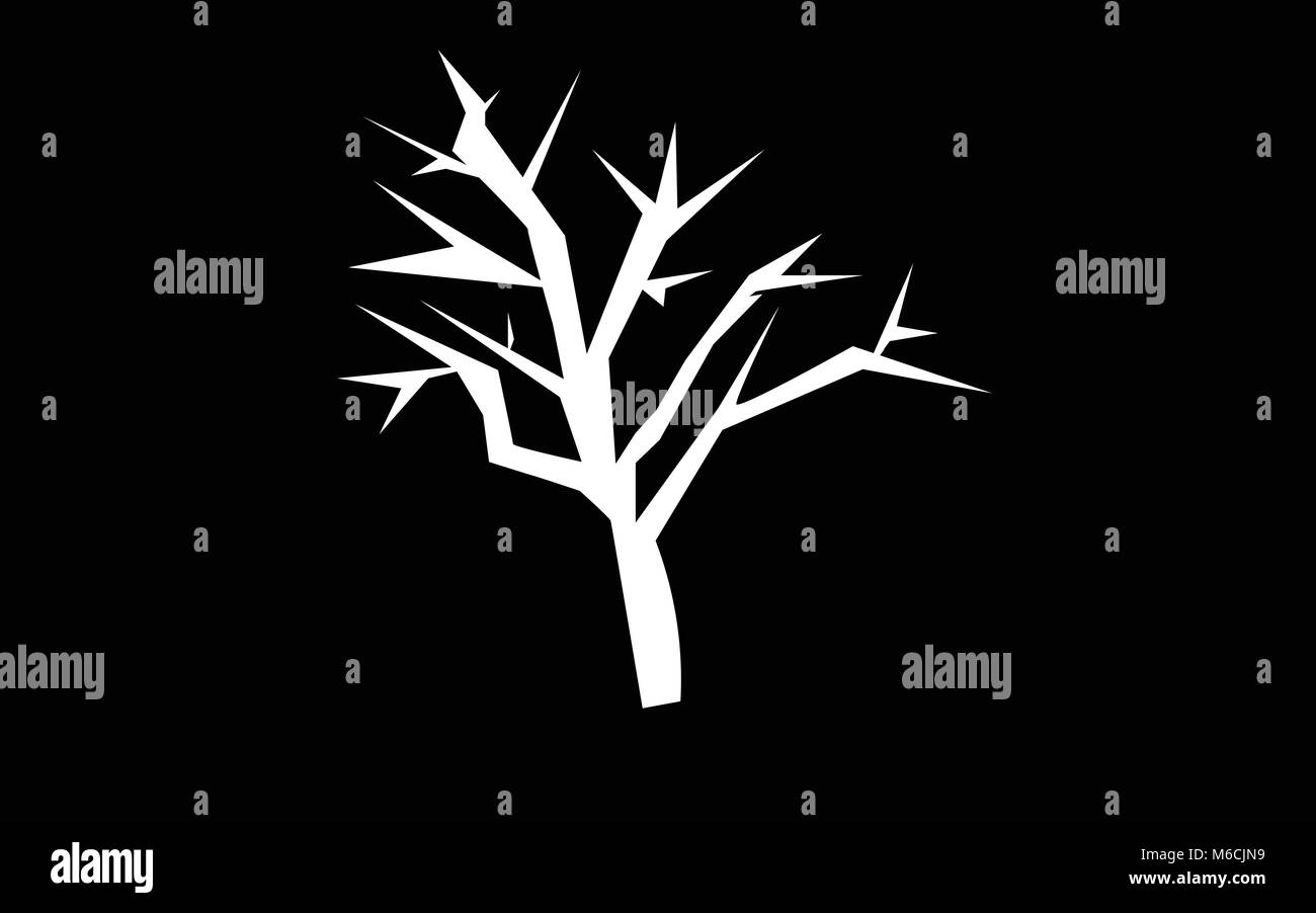 white mesquite tree silhouette on black background Stock Vector Image ...