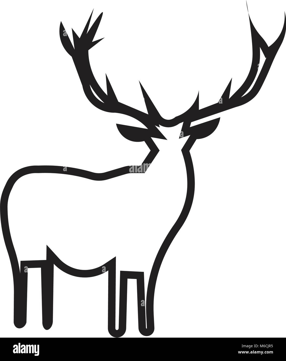 free clip art deer silhouette outline on white background Stock Vector ...