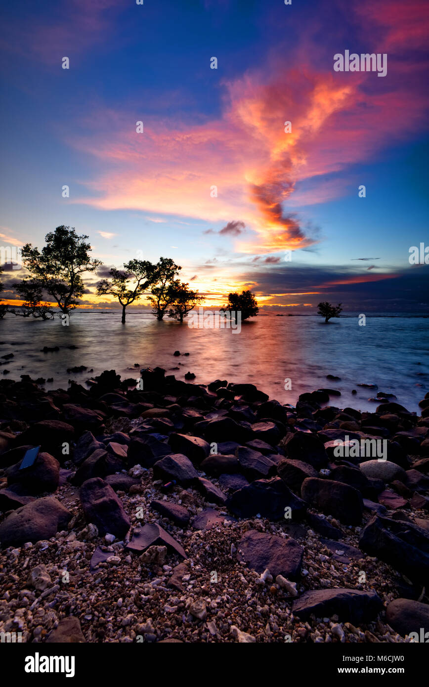 nightfall in Anyer Beach Stock Photo - Alamy