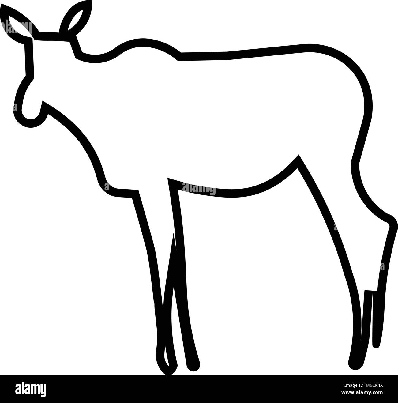 female moose silhouette outline on white background Stock Vector Image ...