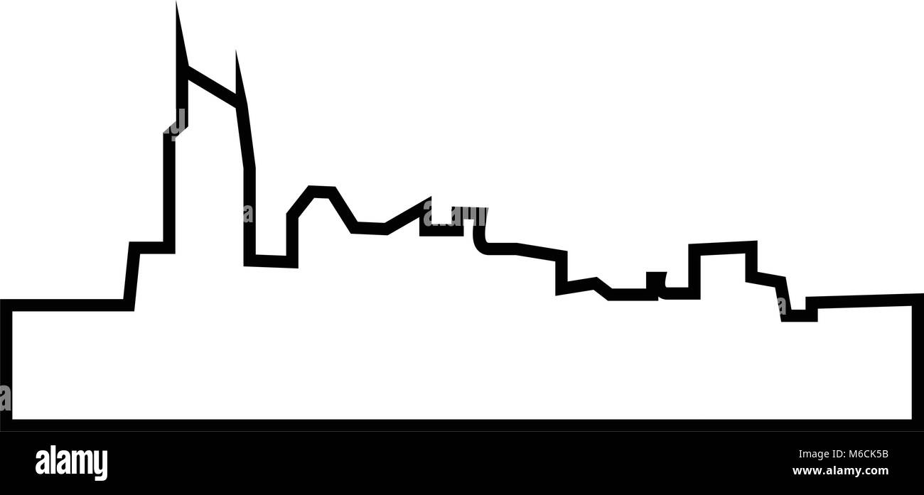 cleveland skyline silhouette outline on white background Stock Vector ...