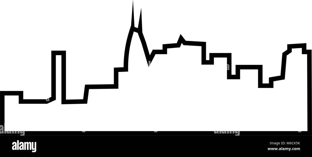 cleveland skyline silhouette outline on white background Stock Vector ...