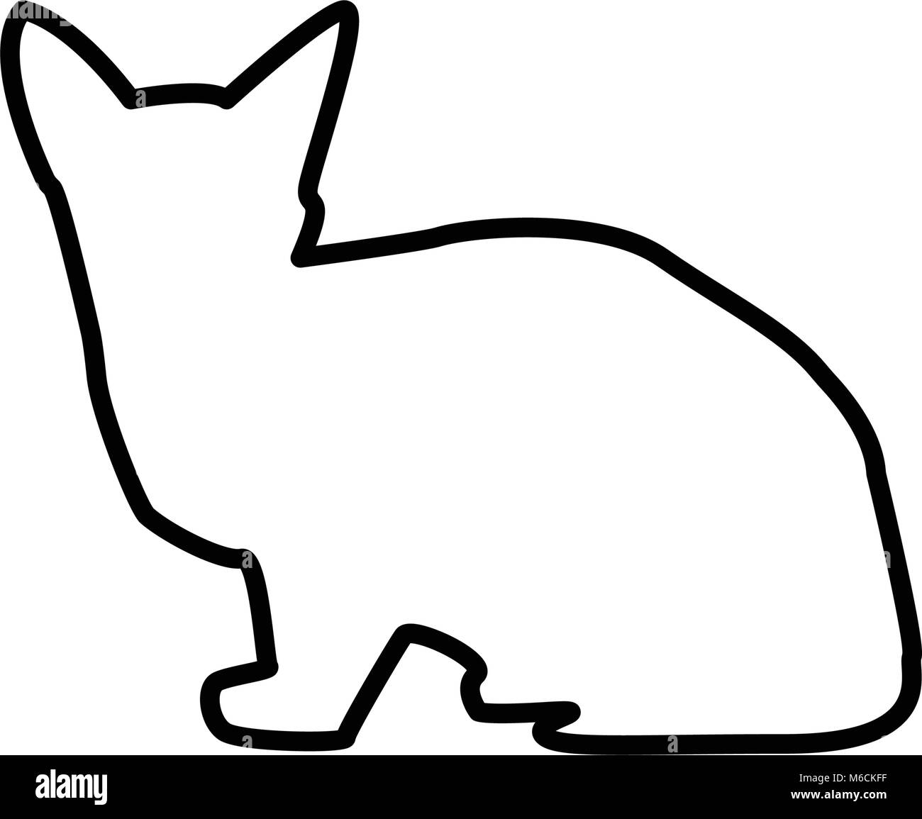 sphynx cat silhouette outline on white background Stock Vector Image ...