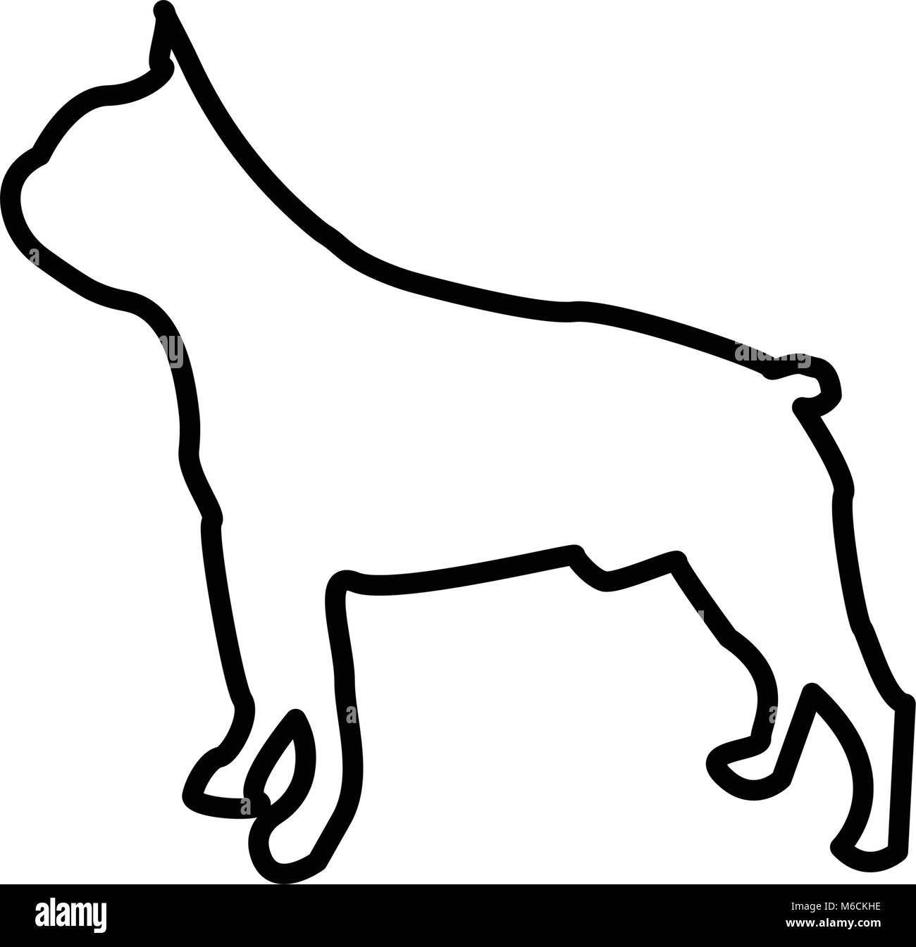 boston terrier silhouette outline on white background Stock Vector ...