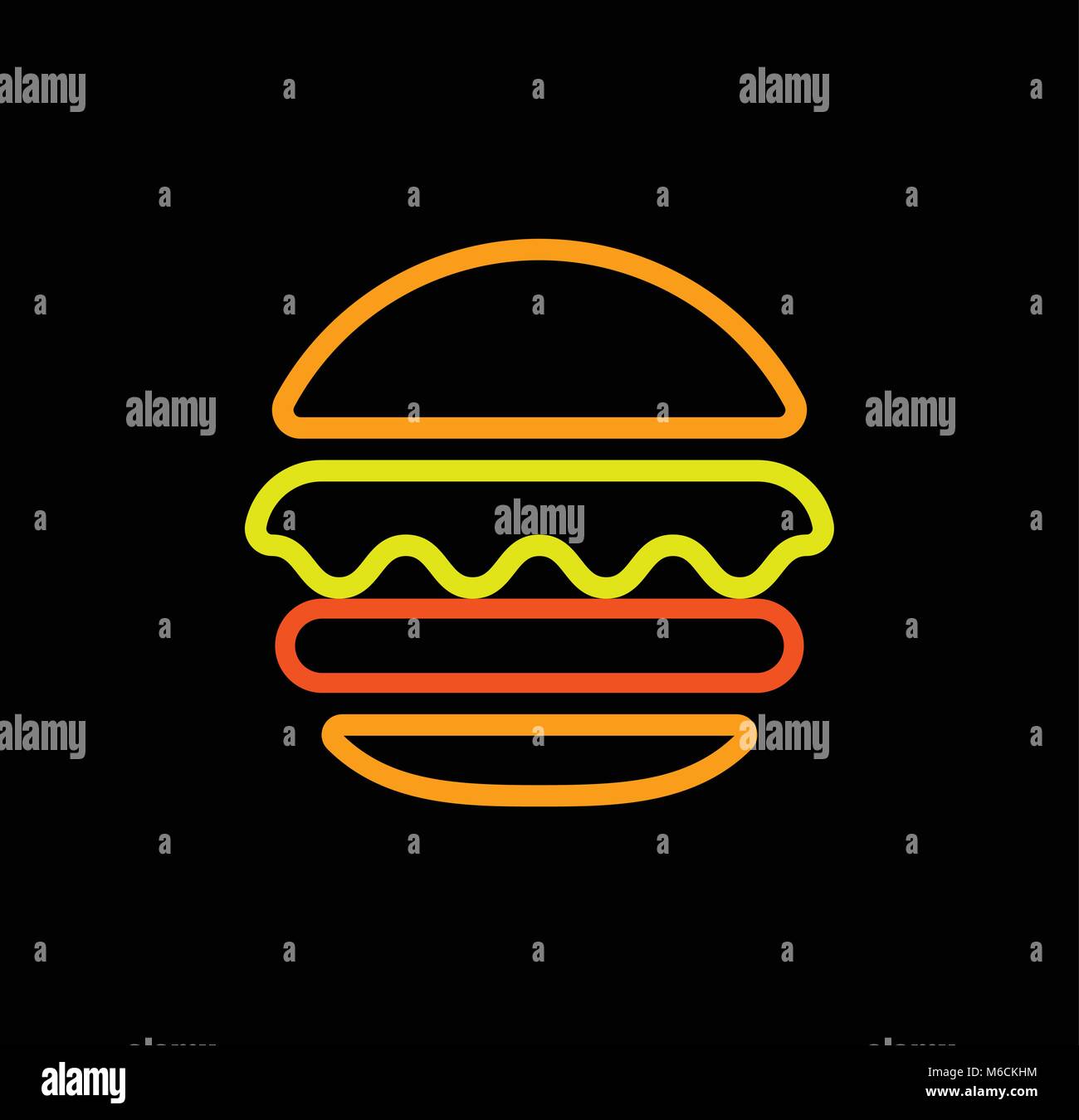 Burger abstract outline vector logo template, fast food isolated line ...