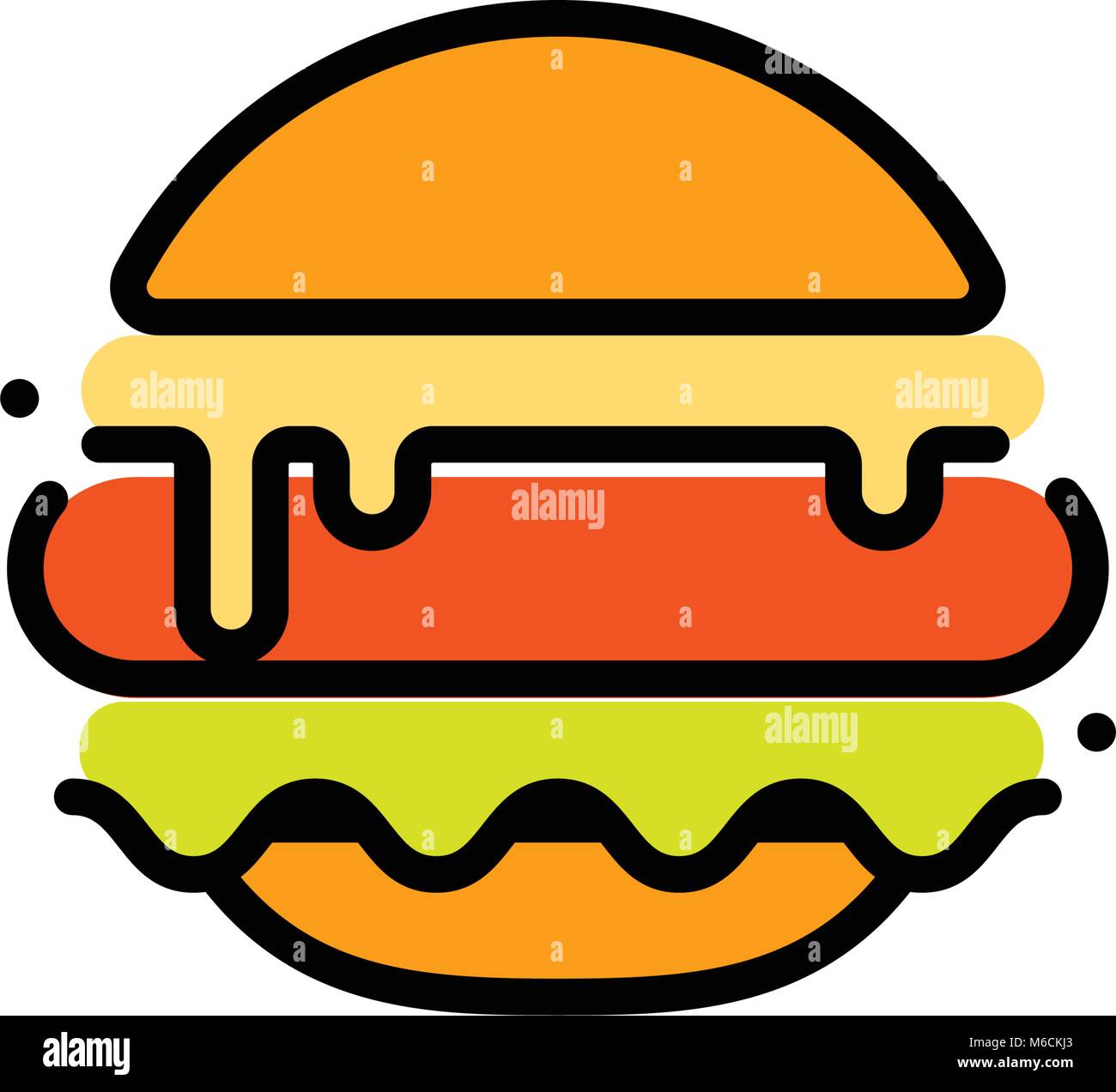 Burger abstract outline vector logo template, fast food isolated line ...