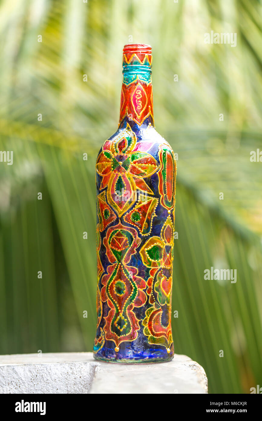 Indian floral pattern on bottle Stock Photo - Alamy