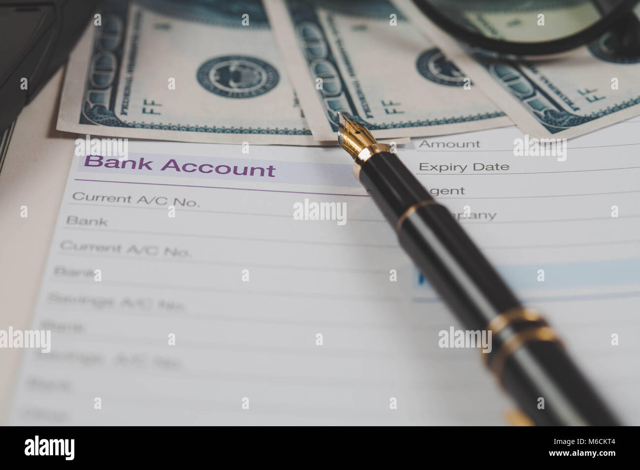 bank account in book note with fountain pen for business financial ...