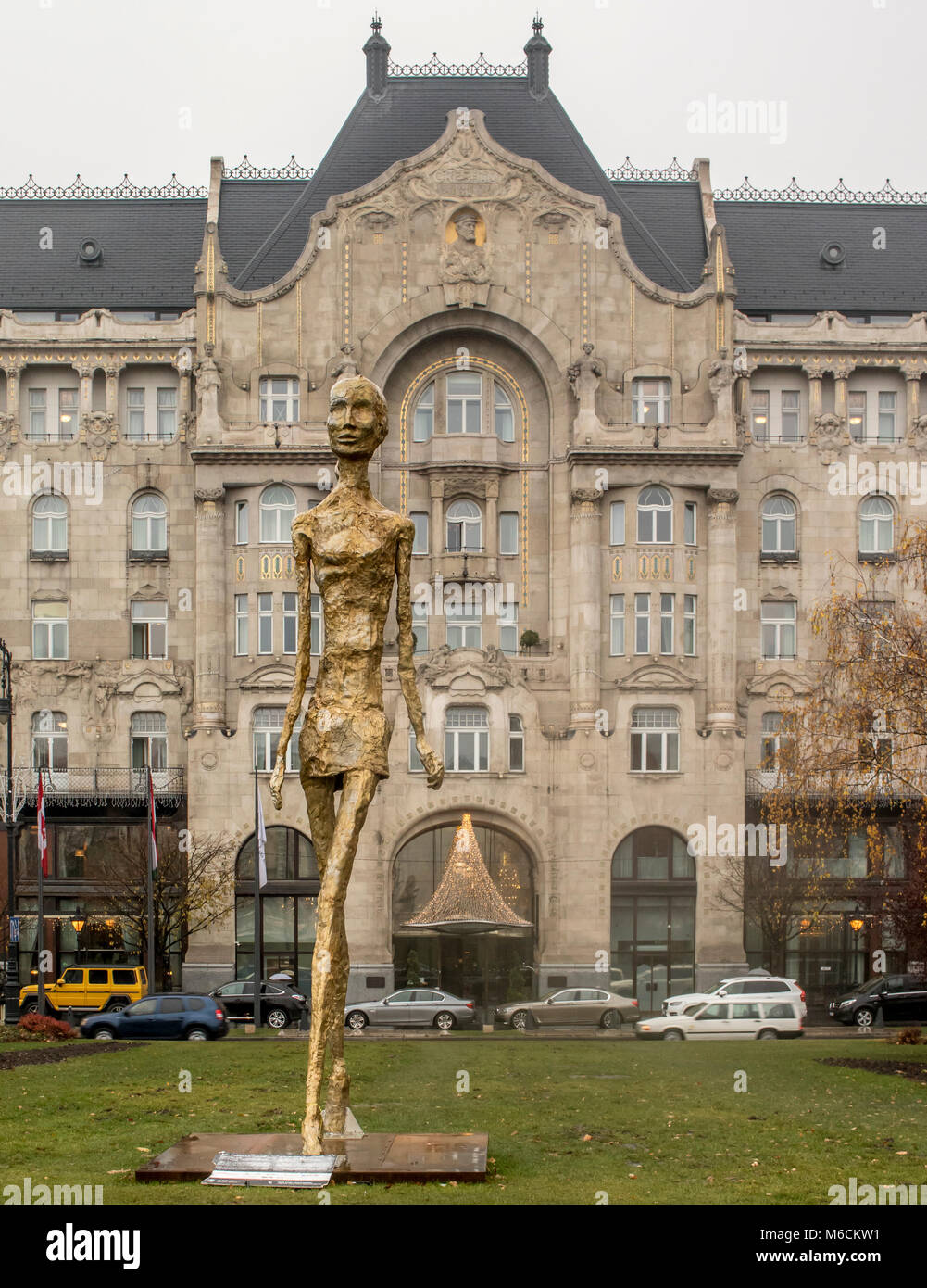 Girl from Buda stands in the city centre of Budapest as a temporary and ...