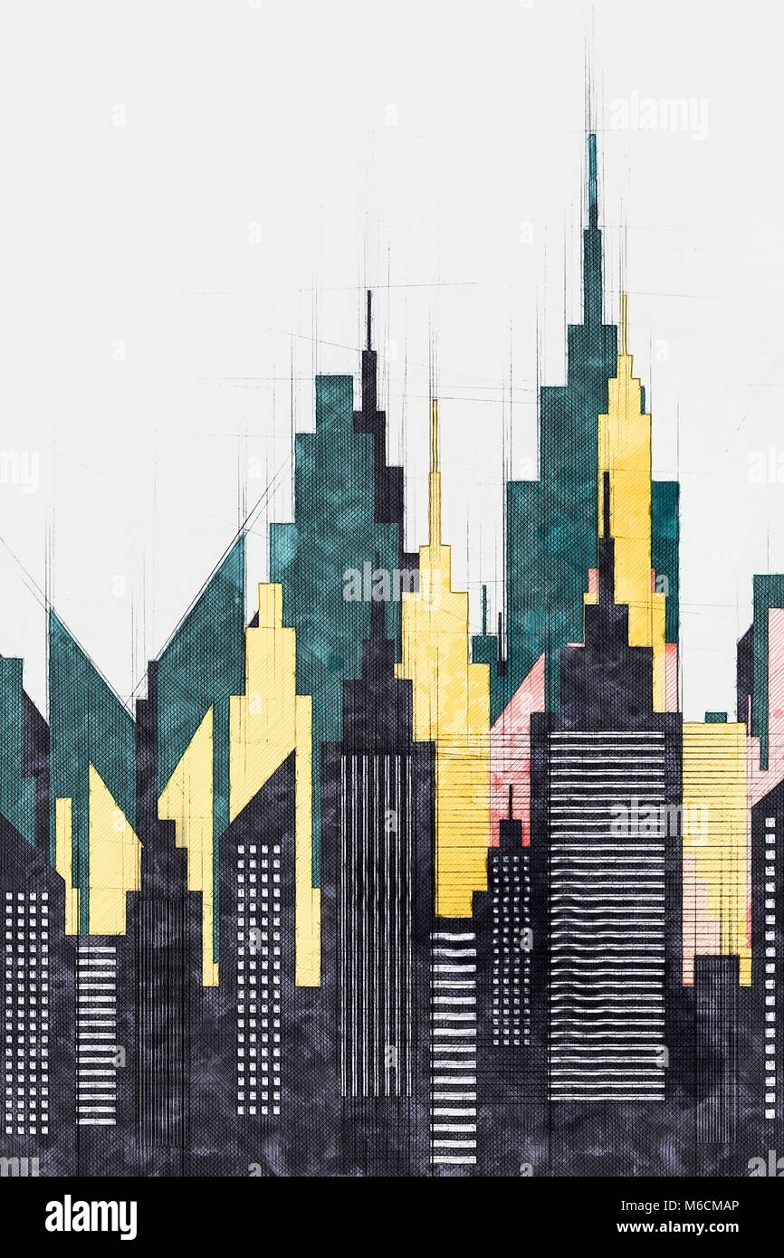 Downtown building concept line drawing hi-res stock photography and ...