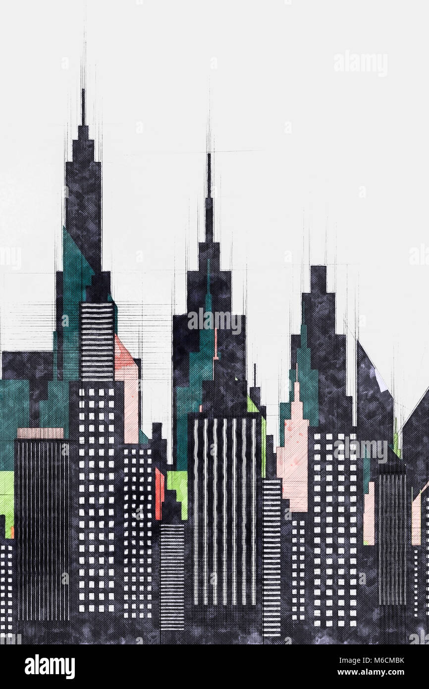 New york skyline line drawing hi-res stock photography and images - Alamy