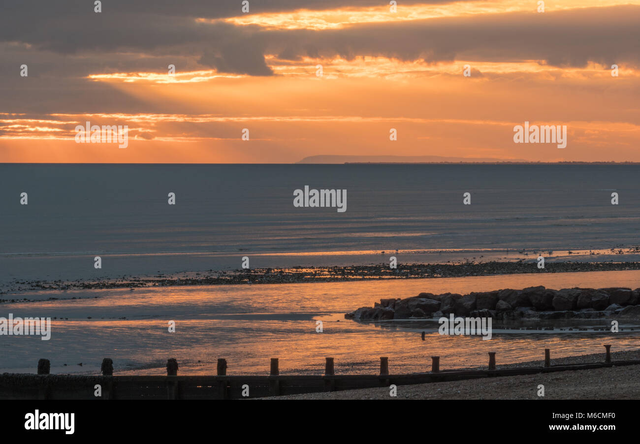 Beach Huts Sunset Rustington Stock Photo - Alamy