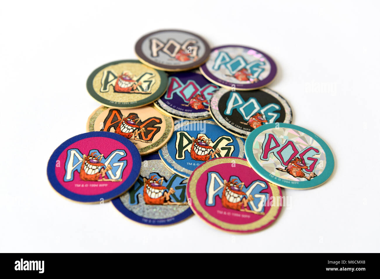 Collection of the Mid 90’s game of Pog’s Stock Photo - Alamy