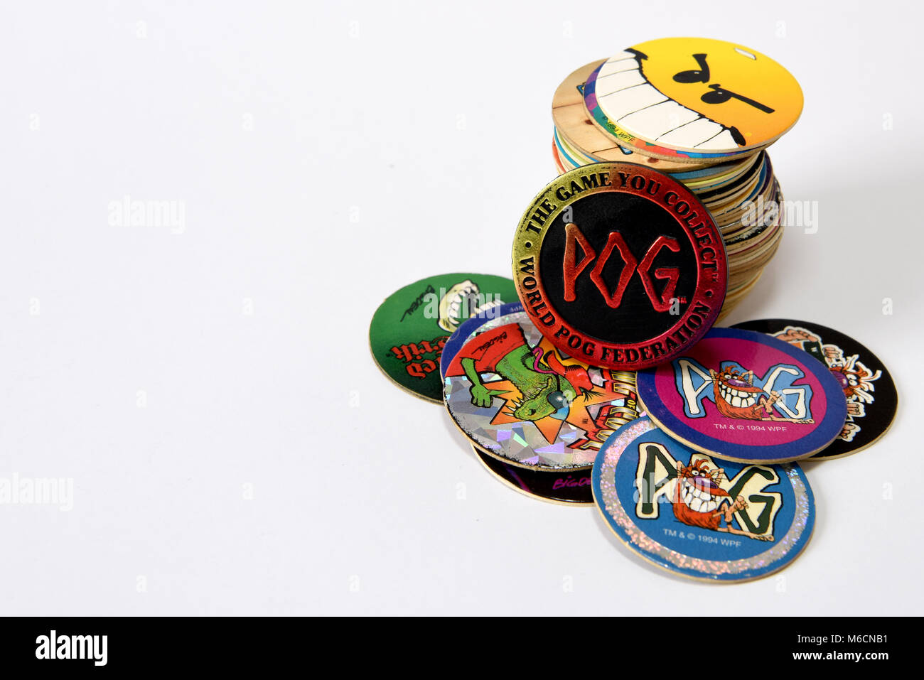 Collection of the Mid 90’s game of Pog’s Stock Photo - Alamy